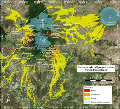 Mapa de riesgos en caso de erupción del volcán Popocatépetl: qué ...
