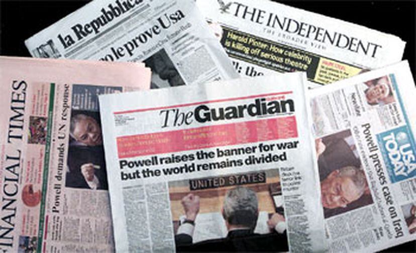 Portadas de periódicos internacionales tras las declaraciones de Powell ...