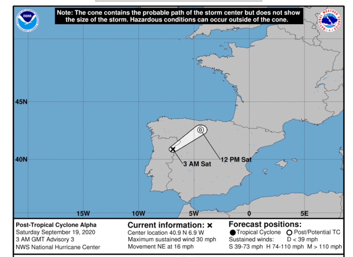 Vida y muerte de ‘Alpha’, la primera tormenta subtropical ibérica ...