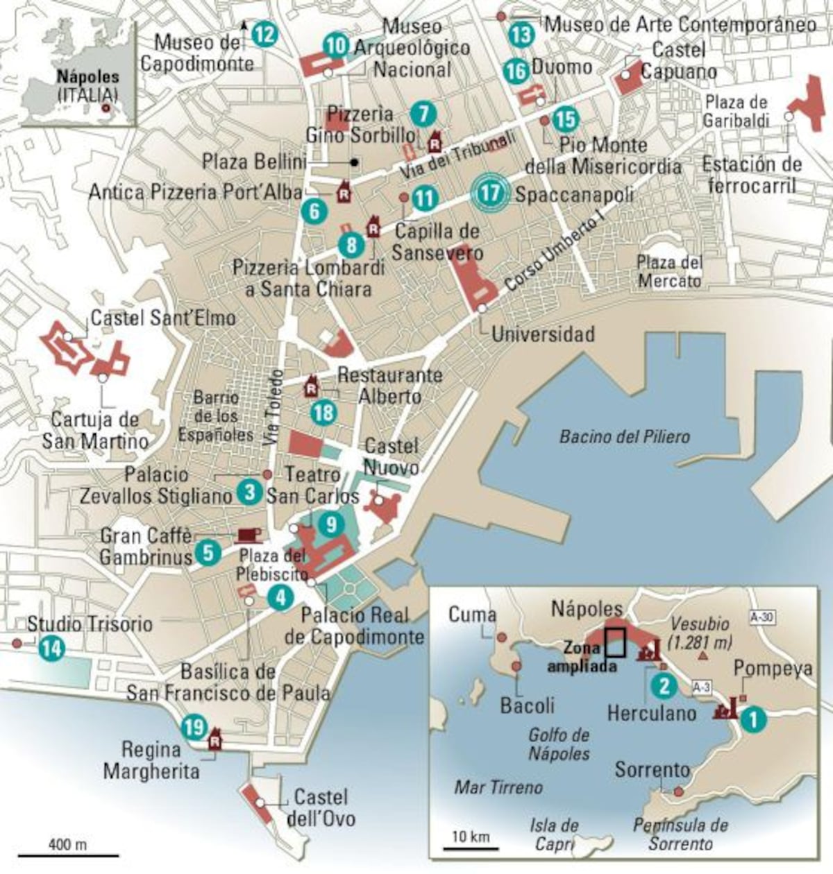 Un Mapa De Napoles Nápoles Mapa Mapas De Nápoles (Campania Italia)