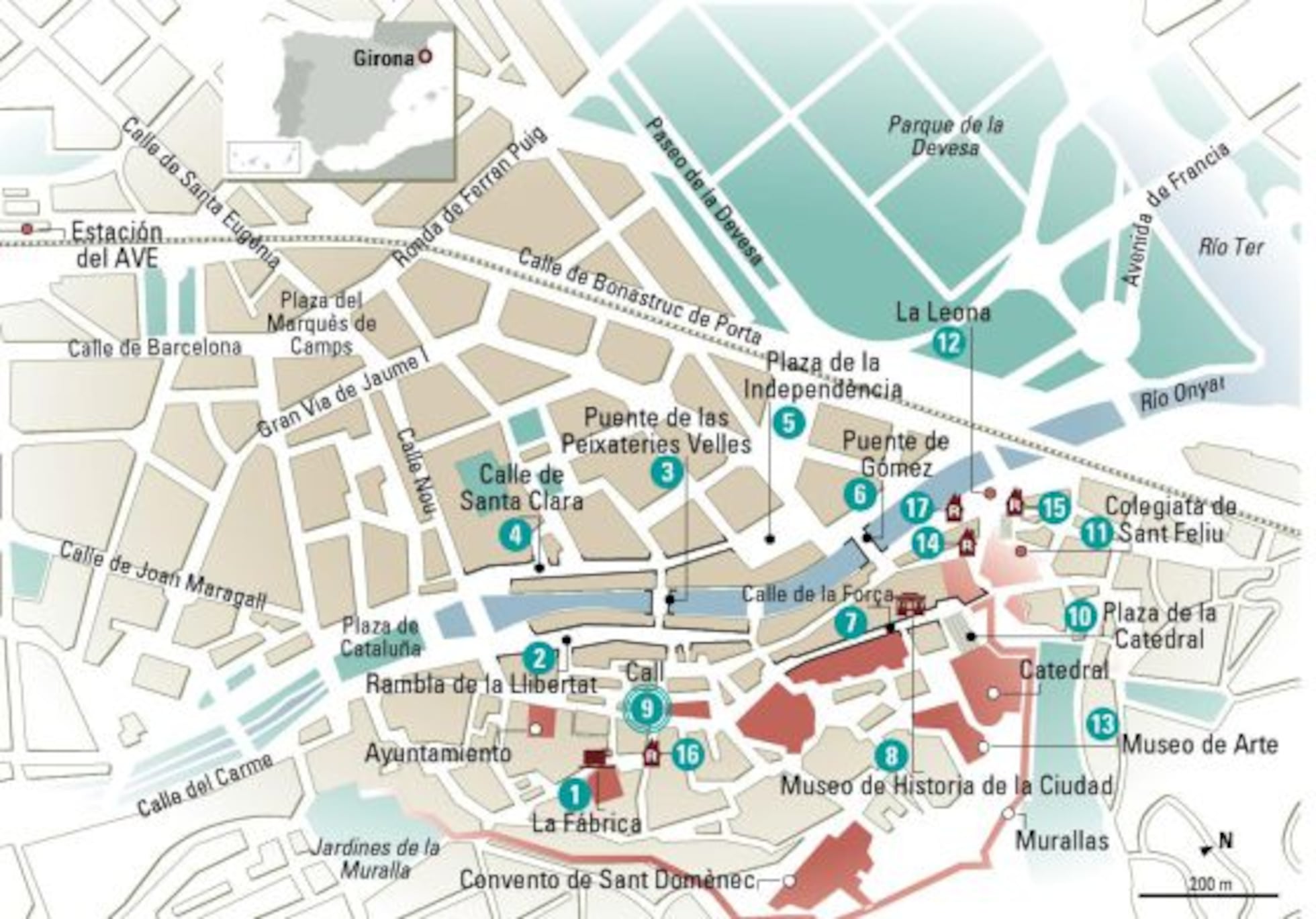 Mapa turistico girona foto - Explorandofrancia.com