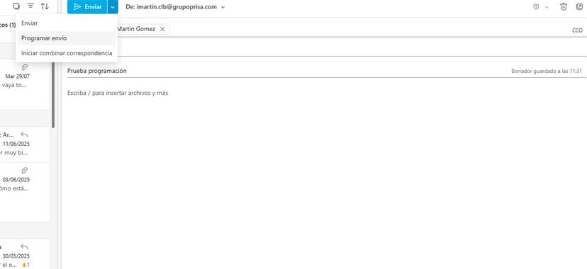 Cómo programar el envío de correos electrónicos con Outlook Web, guía ...
