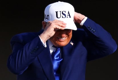 Donald Trump, el martes a su llegada a la cumbre de la OTAN. 