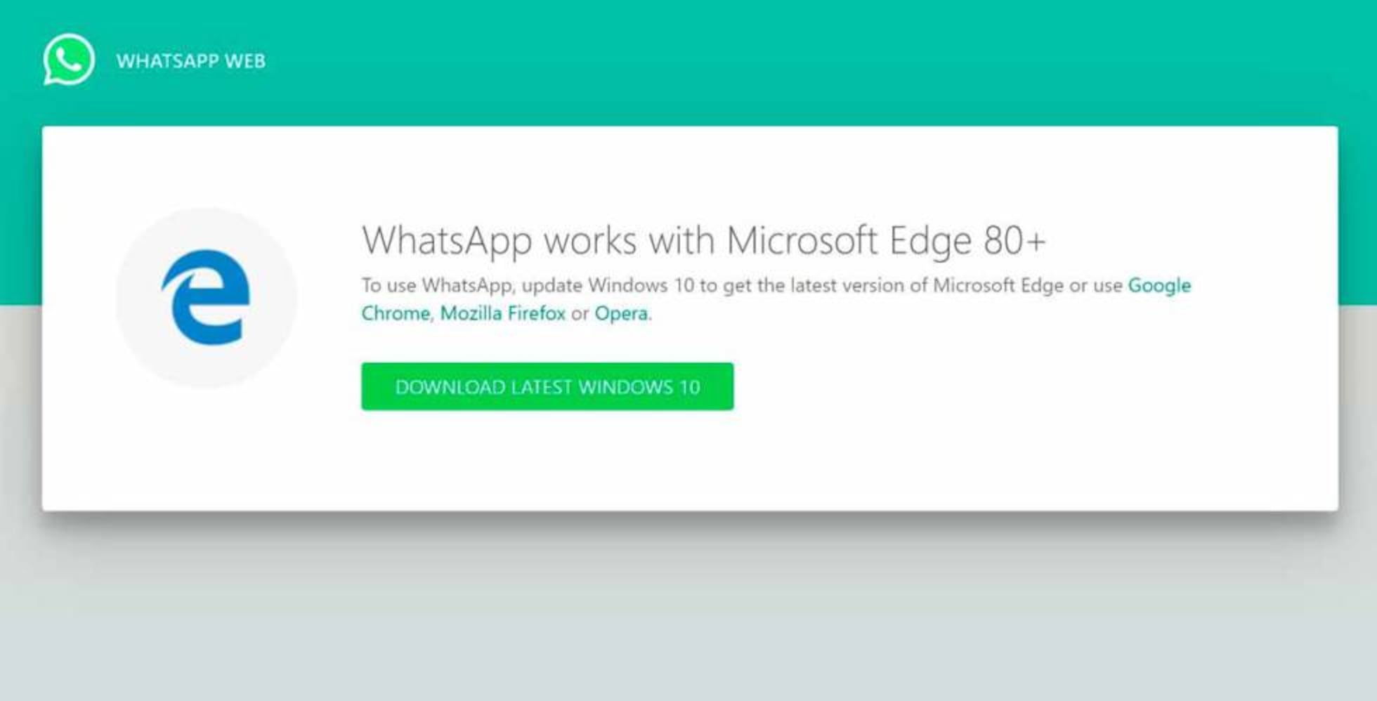 Ya no podrás iniciar WhatsApp Web en esta versión de Microsoft Edge ...