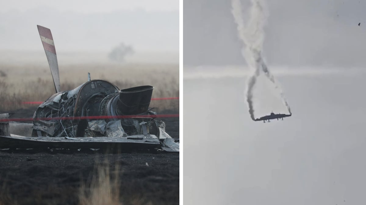 Las imágenes muestran el momento de la colisión de un avión militar ...