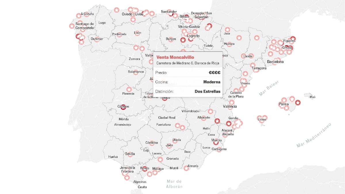Mapa | Todos los restaurantes con estrella Michelin 2024 en España ...