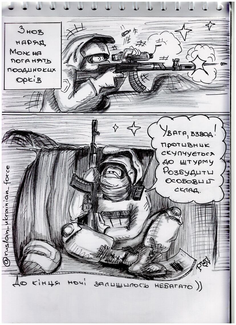 The soldier who draws the hardships and hopes of the Ukrainian army ...