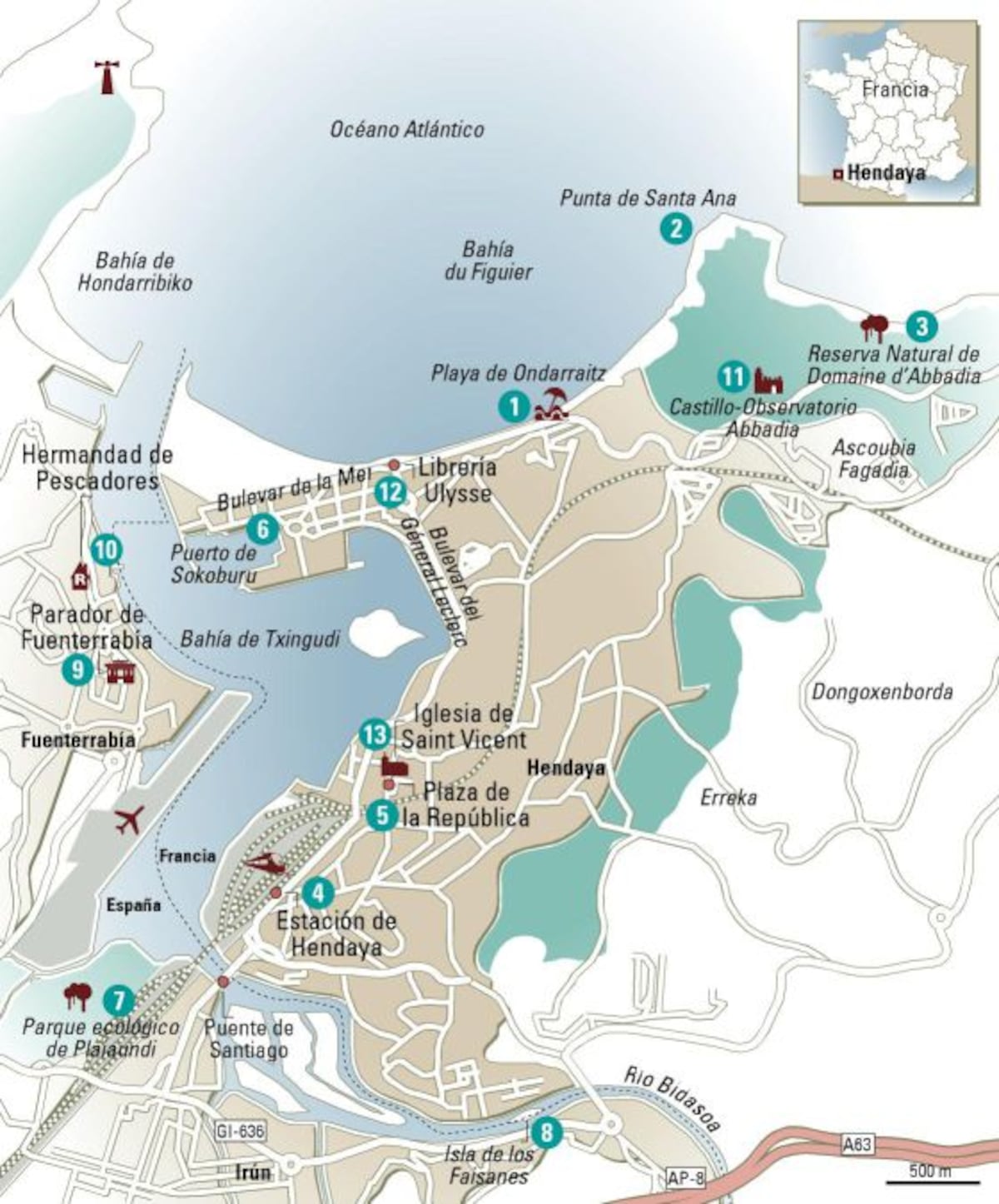 24 horas en Hendaya, el mapa | El Viajero | EL PAÍS