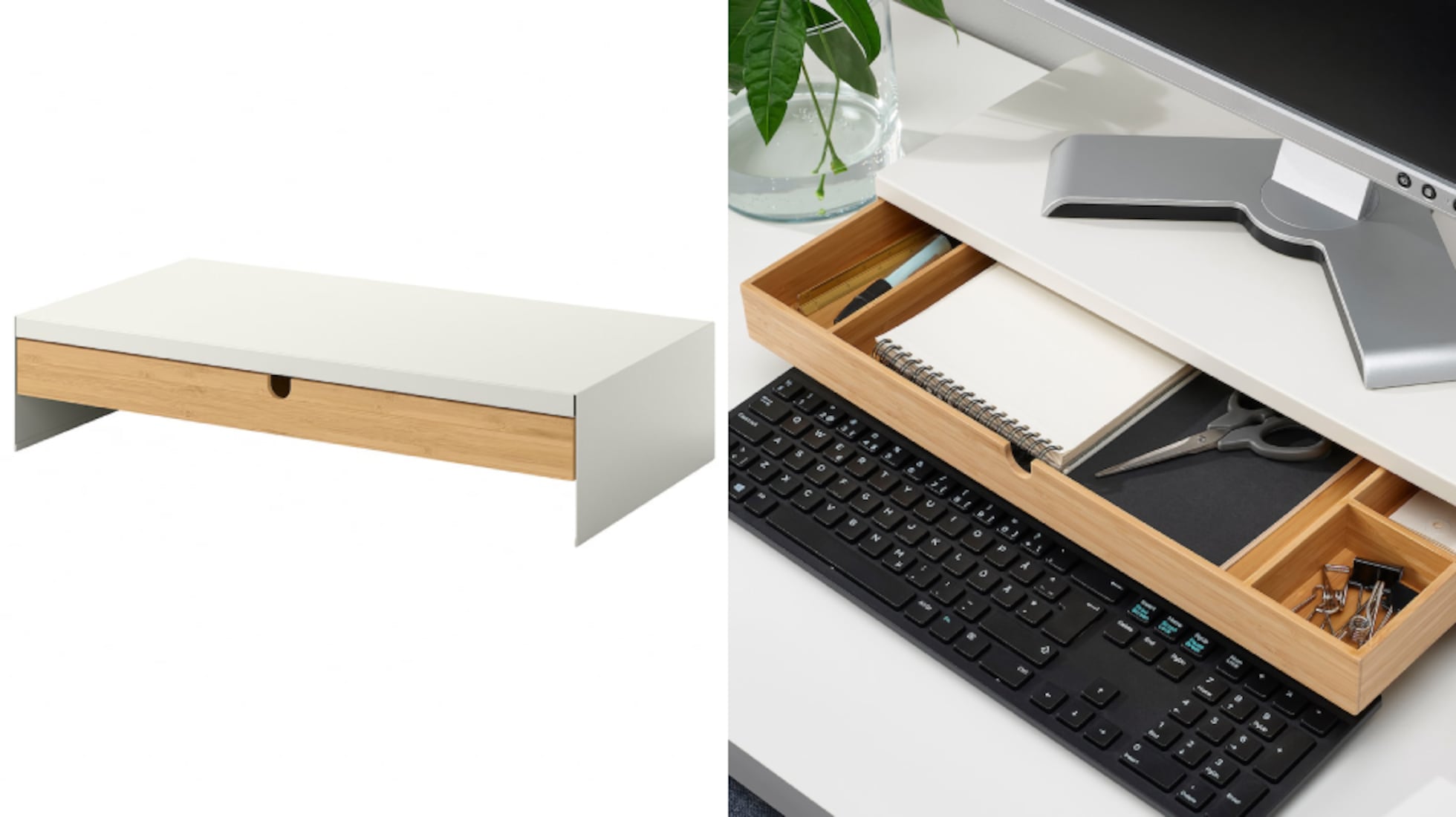 La base de monitor que arrasa en Ikea con diseño nórdico, cajón y hueco ...