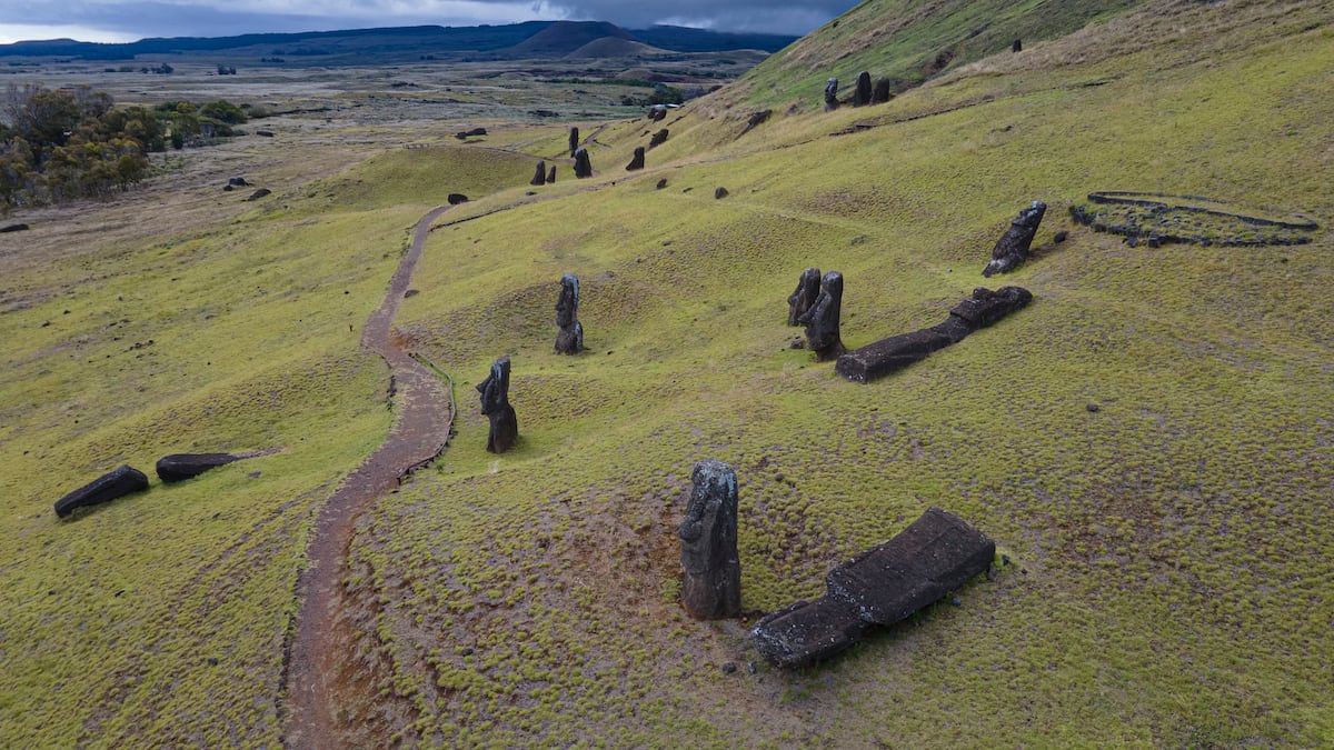 A snapshot of the moai burned by a fire on Easter Island: ‘The damage ...