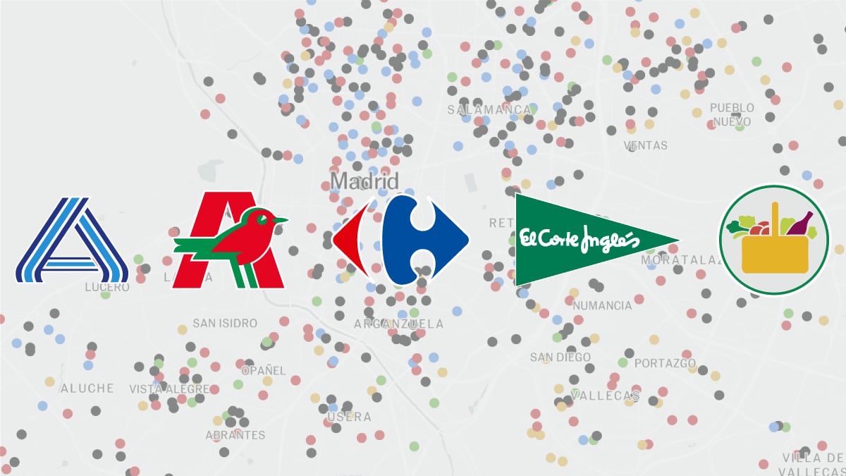 El mapa de los supermercados en Madrid: ¿hay cadenas diferentes en ...