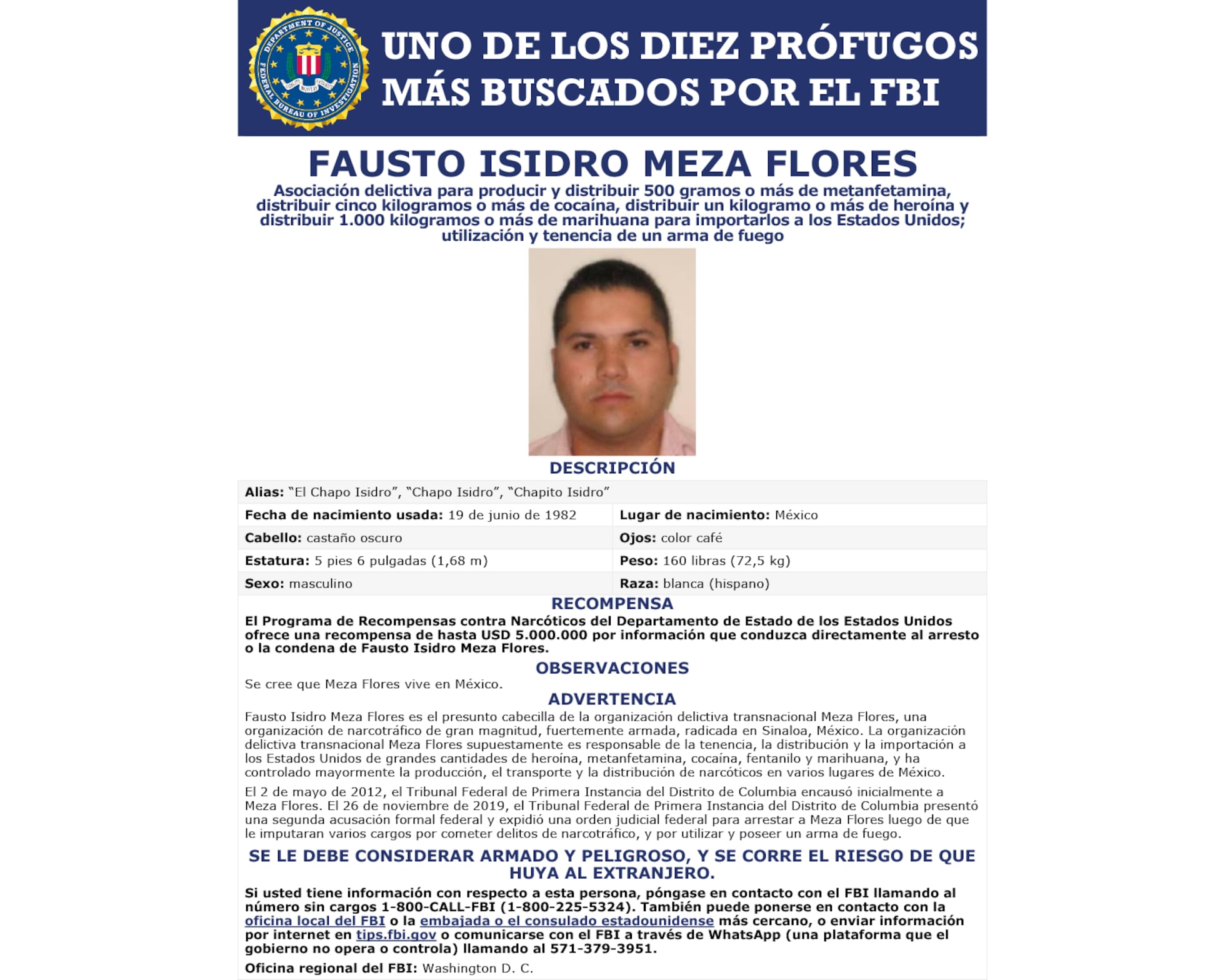 El FBI coloca entre los más buscados al Chapo Isidro, señor de la ...