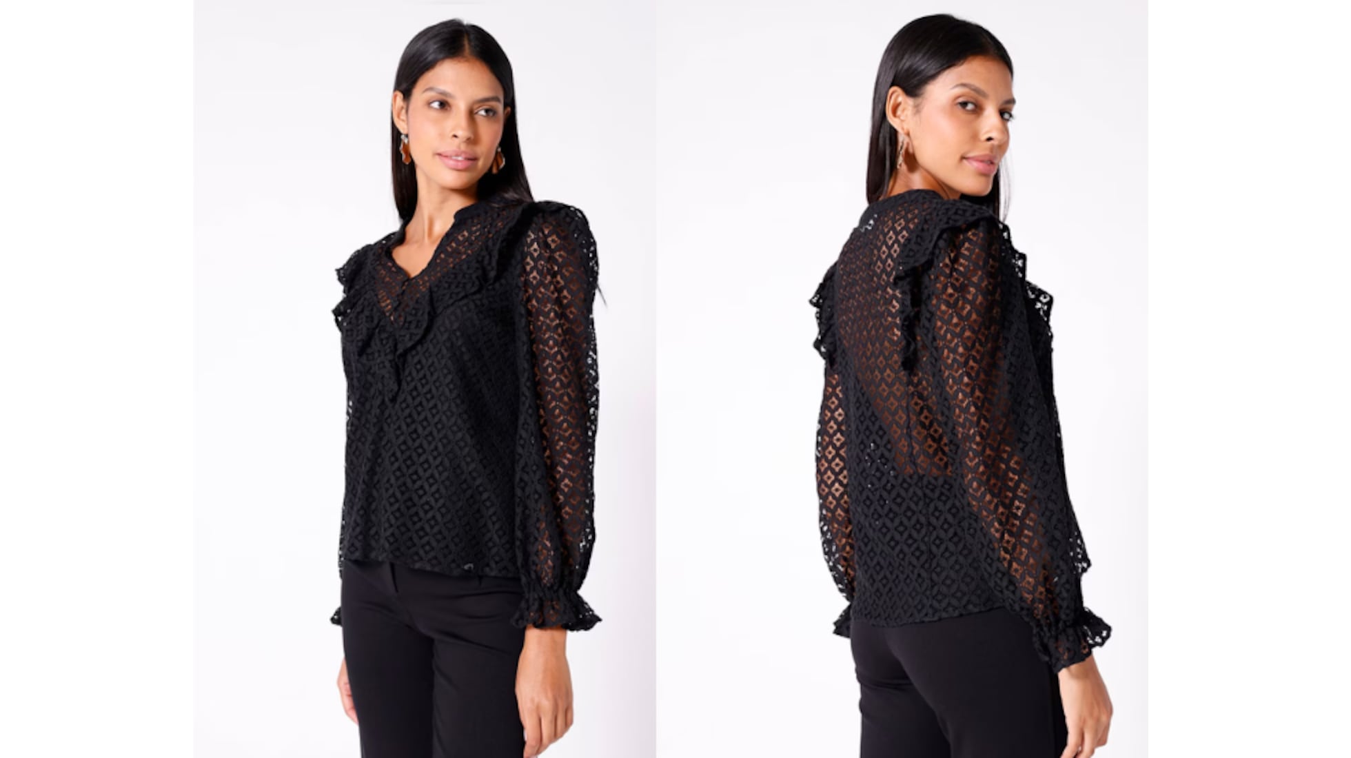 12 blusas negras con transparencias para triunfar estas fiestas ...