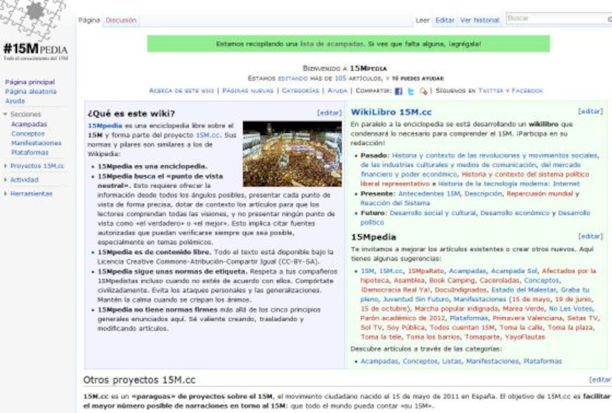 Nace la ‘15MPedia’, una ‘Wikipedia’ para documentar el 15-M | Política ...