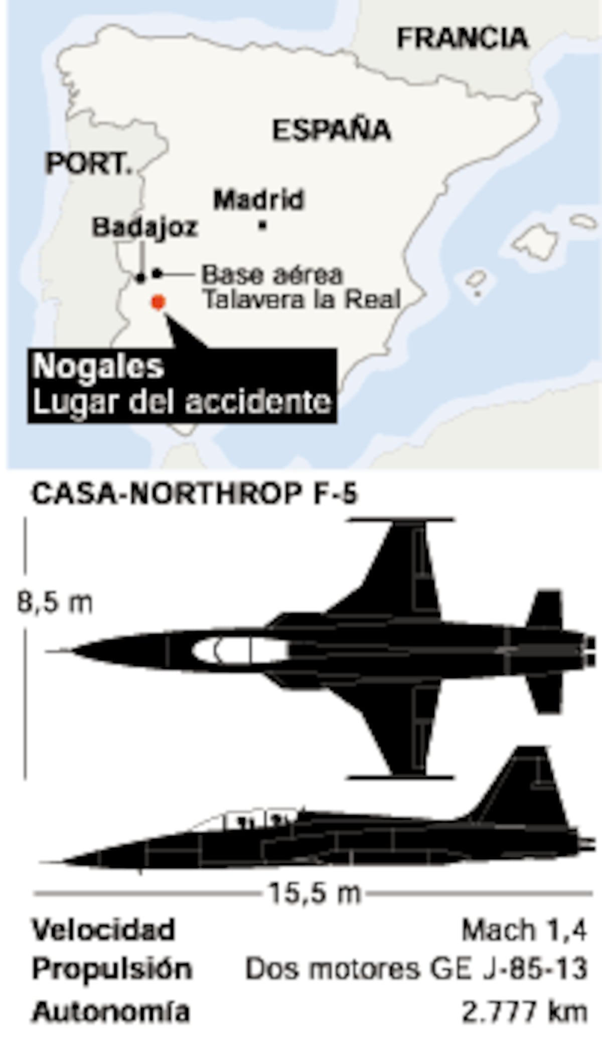 Muere un teniente al estrellarse un reactor F-5 cerca de Badajoz ...