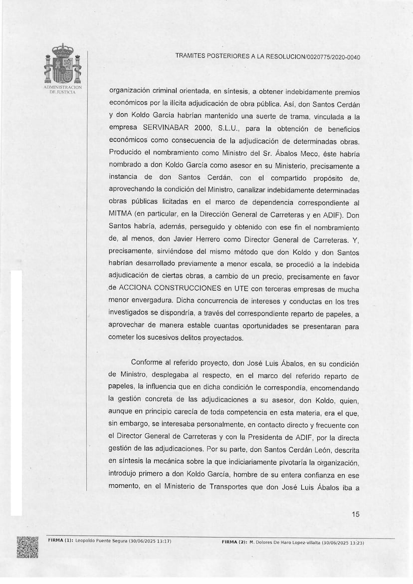 Consulte el auto íntegro del juez contra Cerdán | España | EL PAÍS