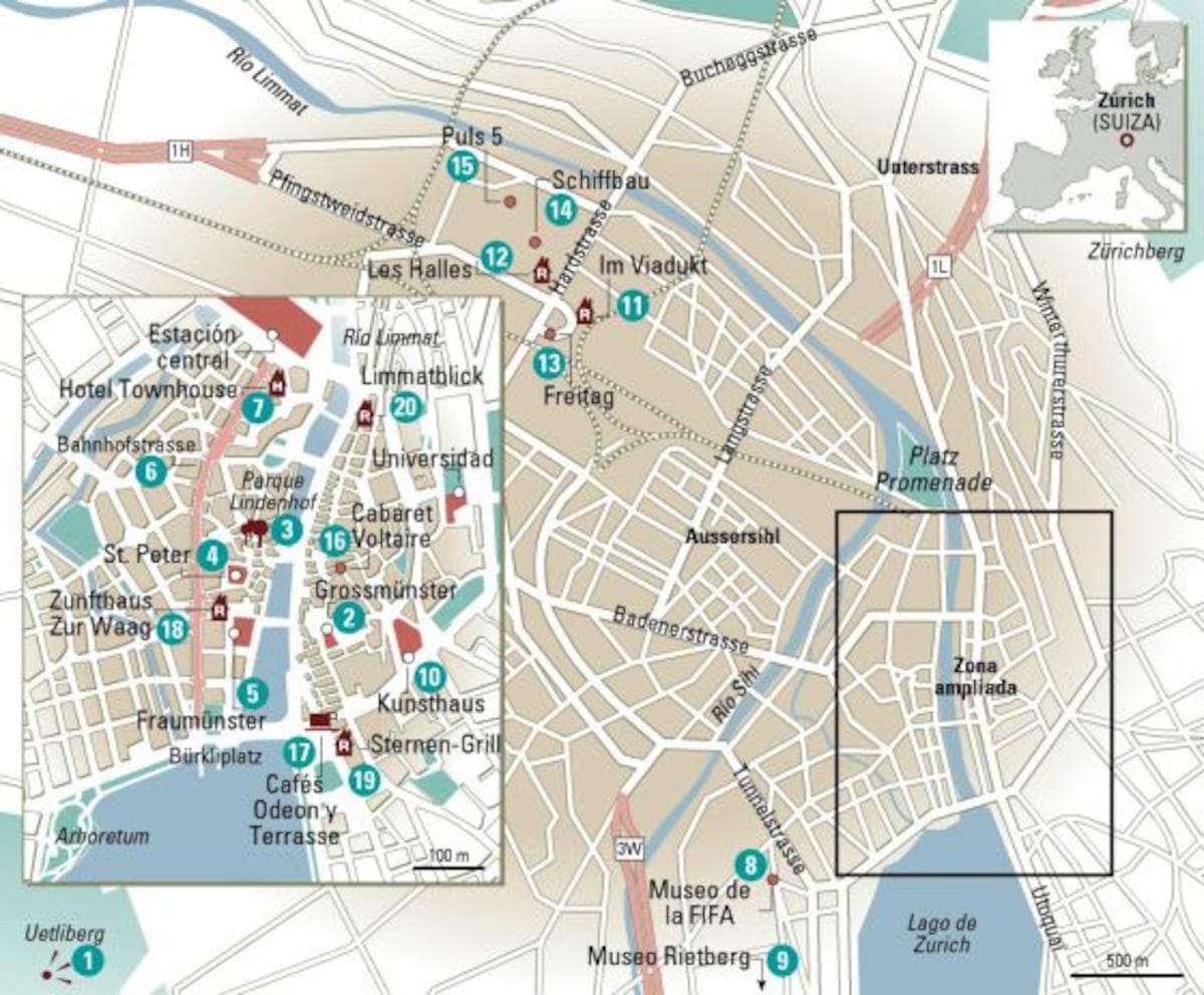 24 horas en Zúrich, el mapa | El Viajero | EL PAÍS